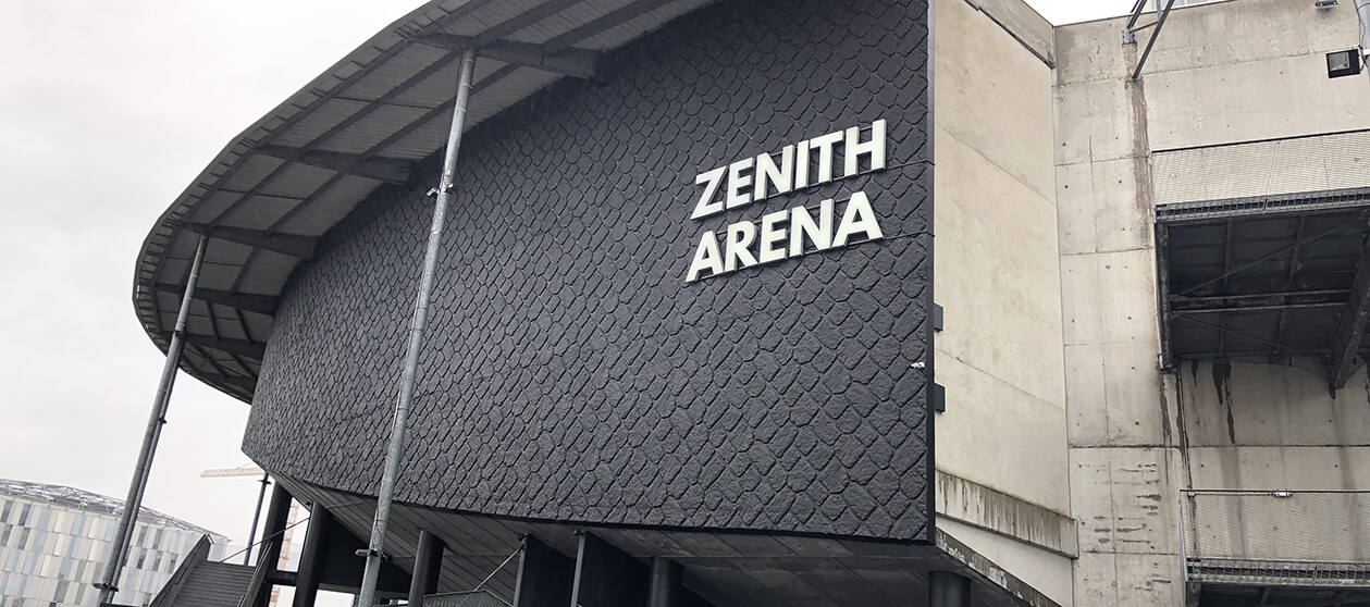 Enseigne lumineuse lettres boitier LED Zenith Arena Lille